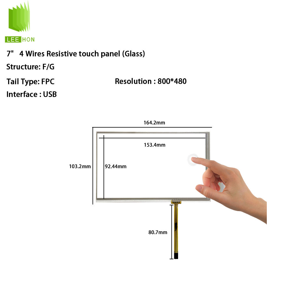 7 Inch Resistive Touch Screen 800×480 | 4-Wire USB RTP Panel LH4071A0 ...